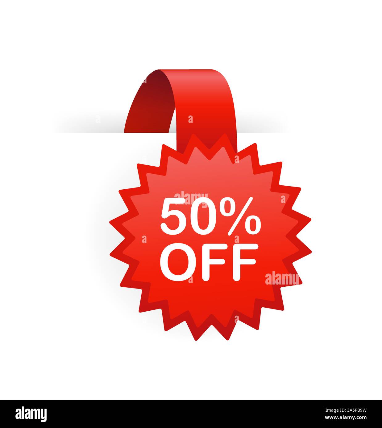 50 percent off red badge isolated on white background. Red label ...