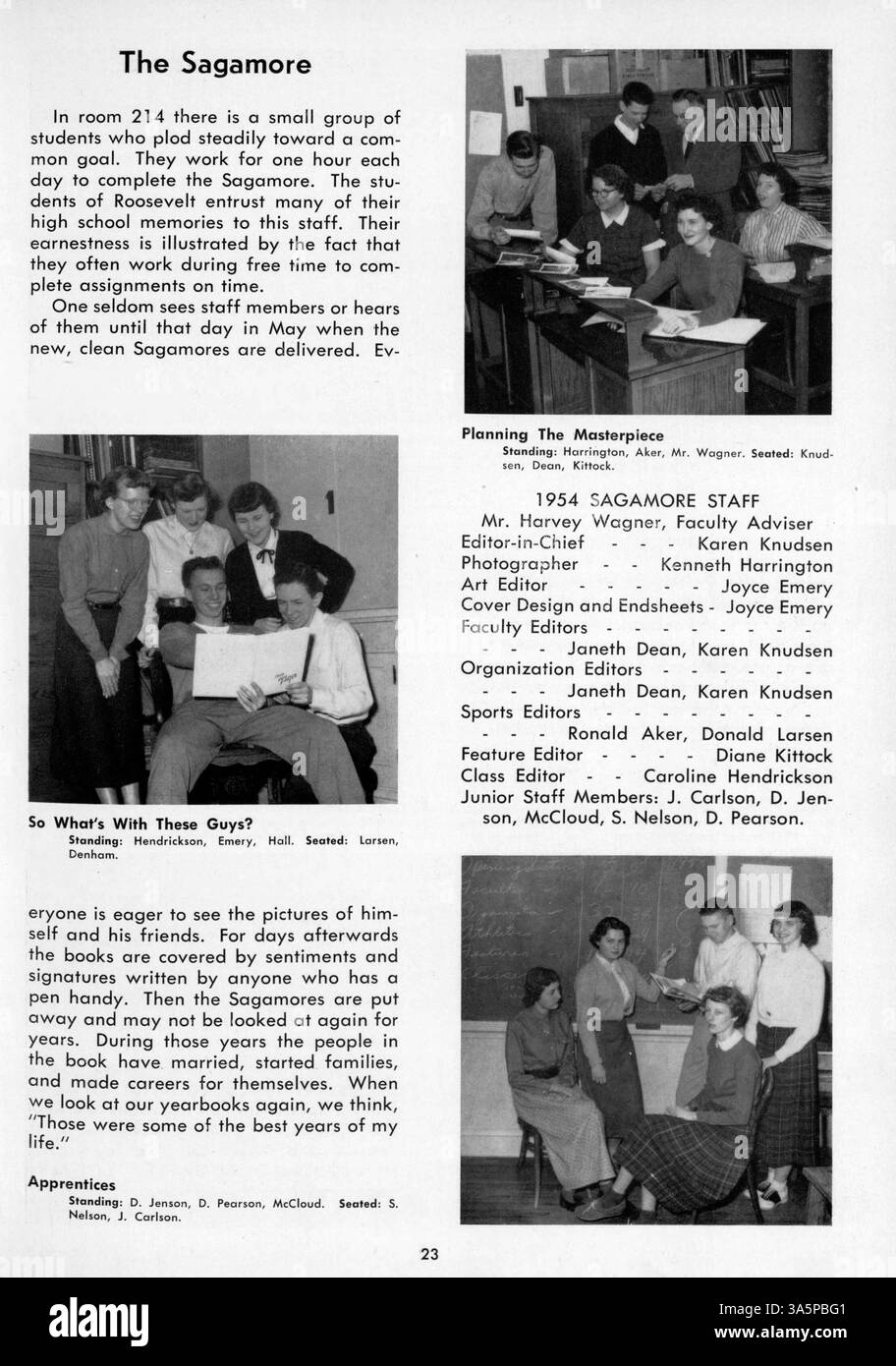 The 1954 'Sagamore' yearbook from Roosevelt High School captures the ...