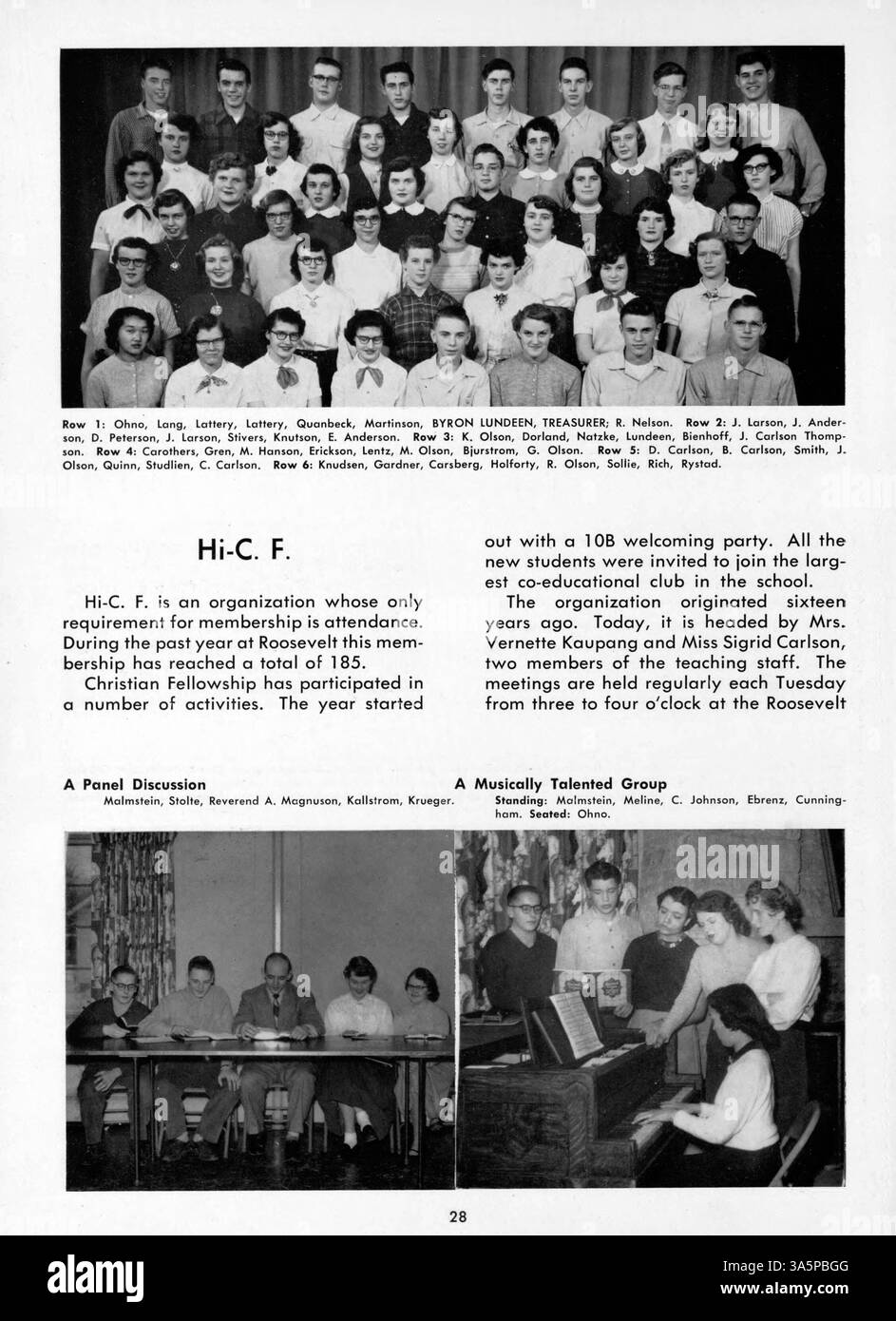 Yearbook from roosevelt high school showcases the 1953 1954 academic year hi-res stock ...