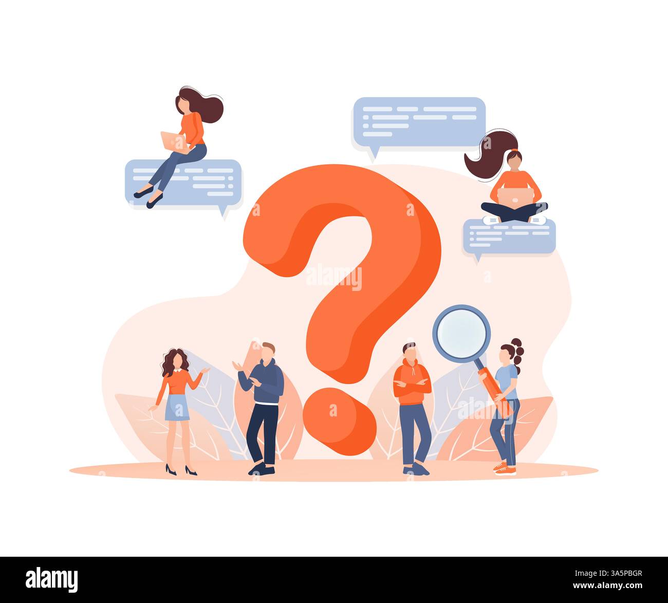 3d question people for landing page design. Flat vector illustration ...