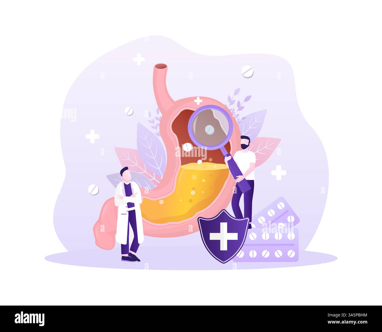 Stomach organ. Flat cartoon vector illustration. Health care concept ...