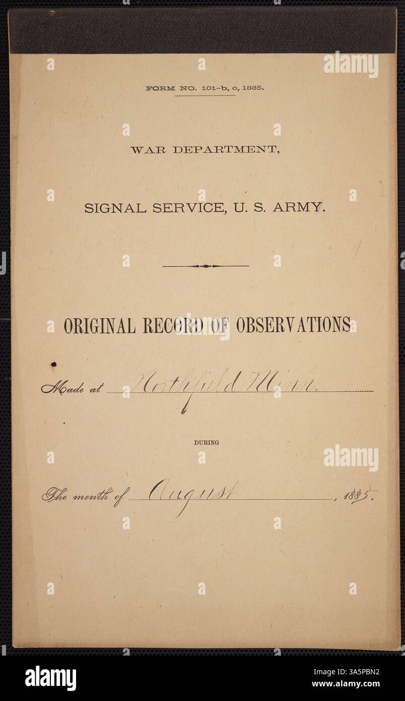 The Carleton College weather diaries from August 1885 document daily ...