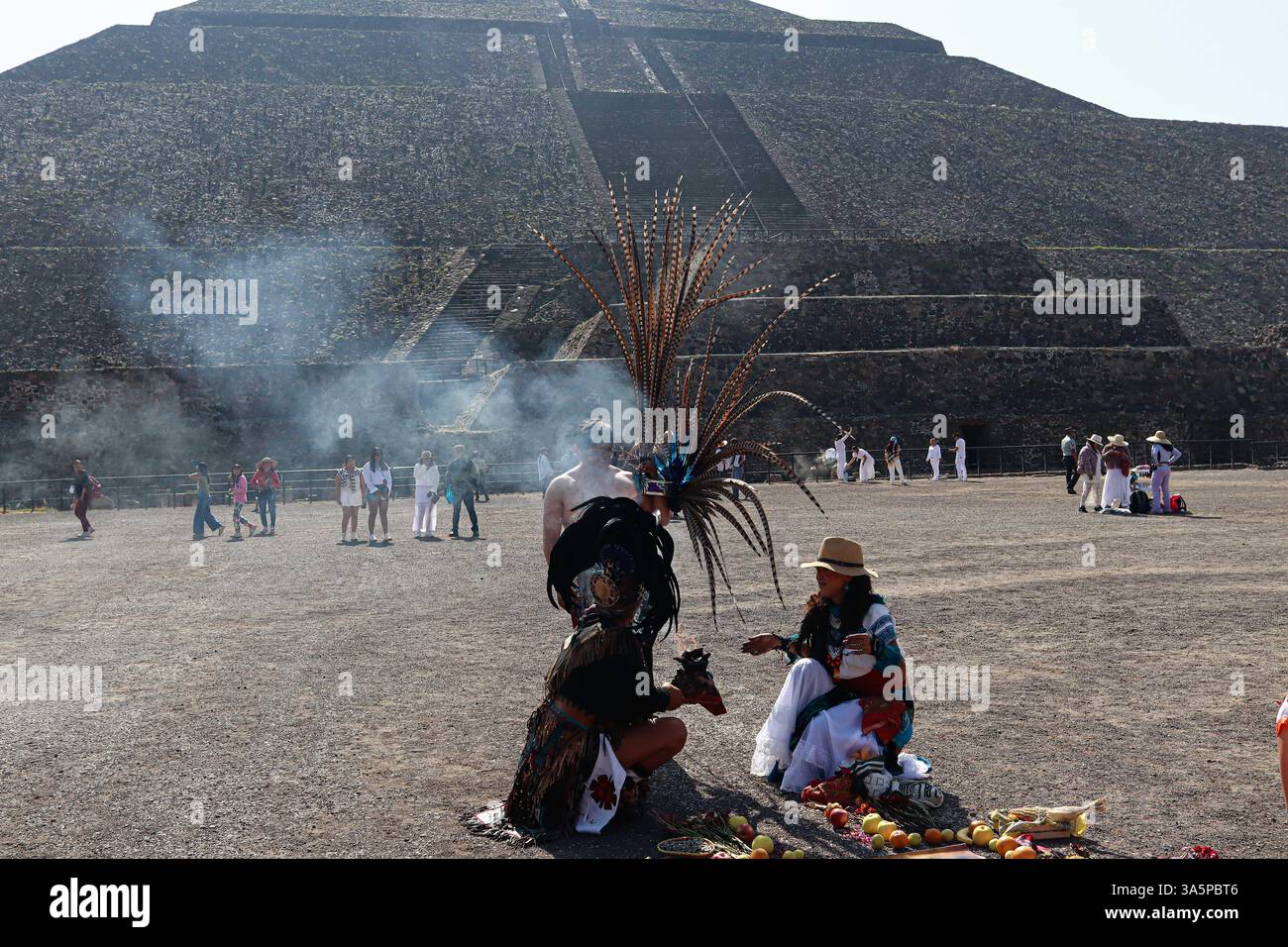 Members of indigenous communities take part during a ritual in front of ...