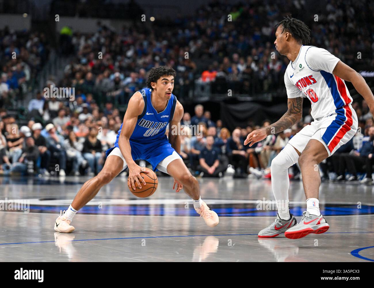 Dallas Mavericks guard Max Christie dribbles against Detroit Pistons ...