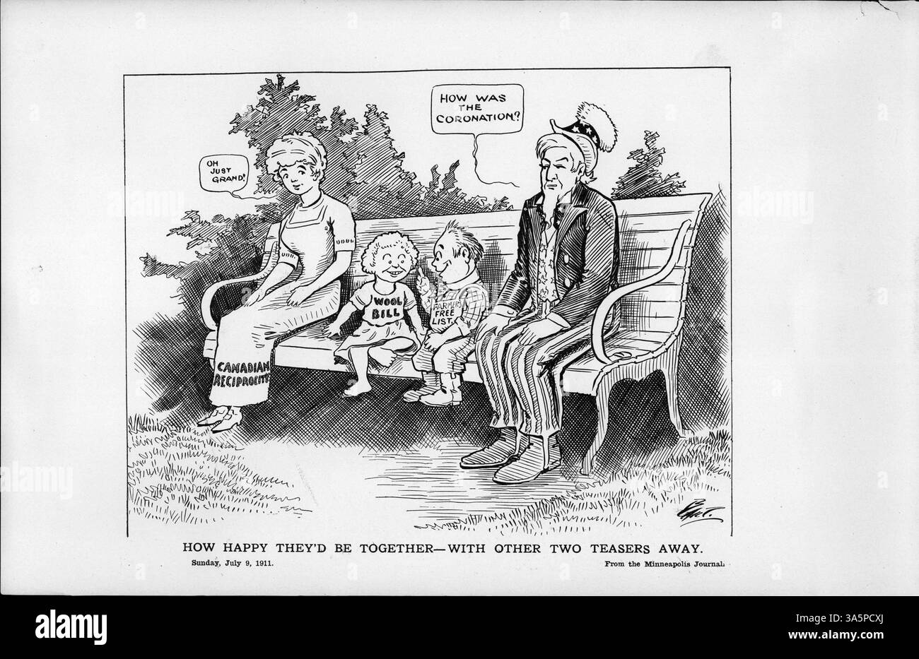 This political cartoon depicts Uncle Sam discussing the Canadian ...
