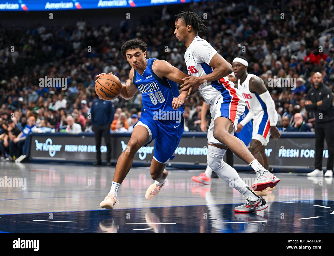 Dallas Mavericks guard Max Christie drives against Detroit Pistons ...