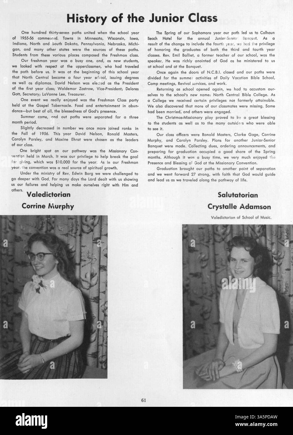 The 1958 North Central Bible College yearbook provides insight into the ...