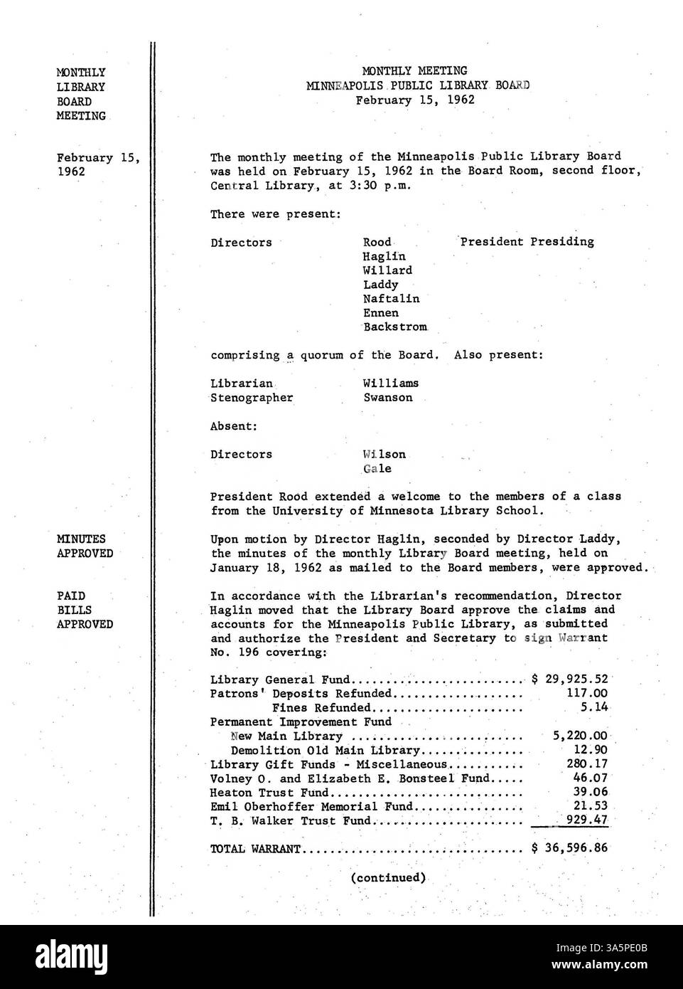 The official minutes from the Minneapolis Public Library Board of ...