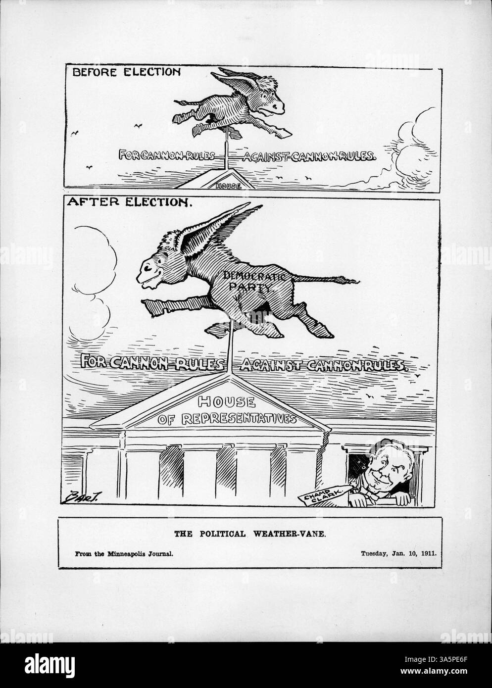 This political cartoon shows the democratic donkey shifting direction ...