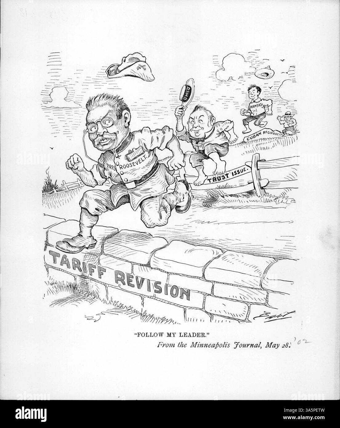 In the political cartoon 'Follow My Leader,' President Roosevelt is ...