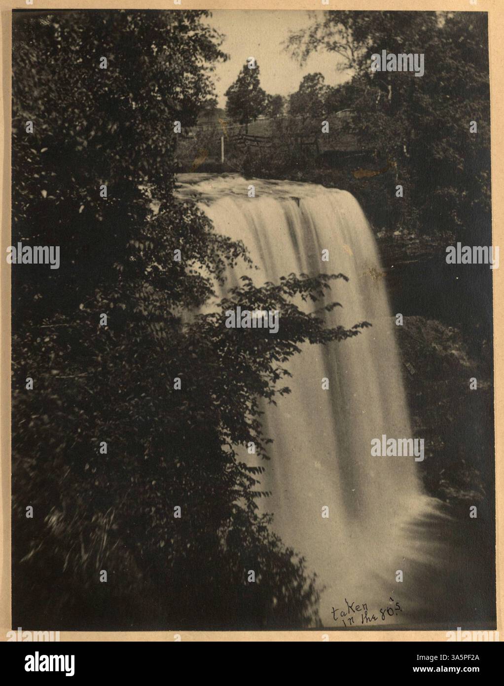 Minnehaha Falls, a popular natural landmark in Minnesota, captured in a ...