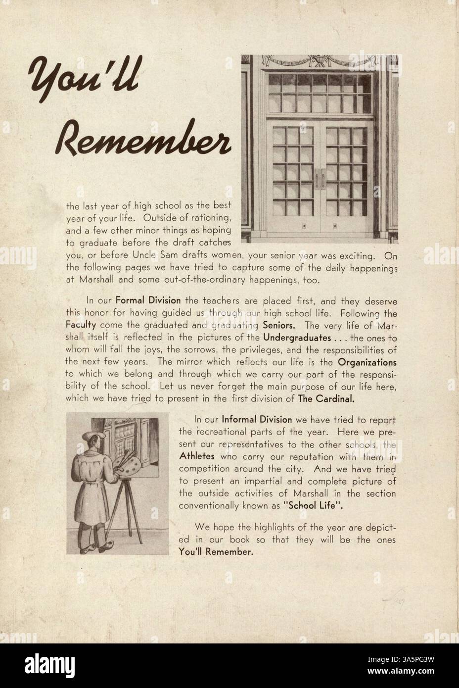 The 'Cardinal' yearbook from Marshall High School in 1944 features ...