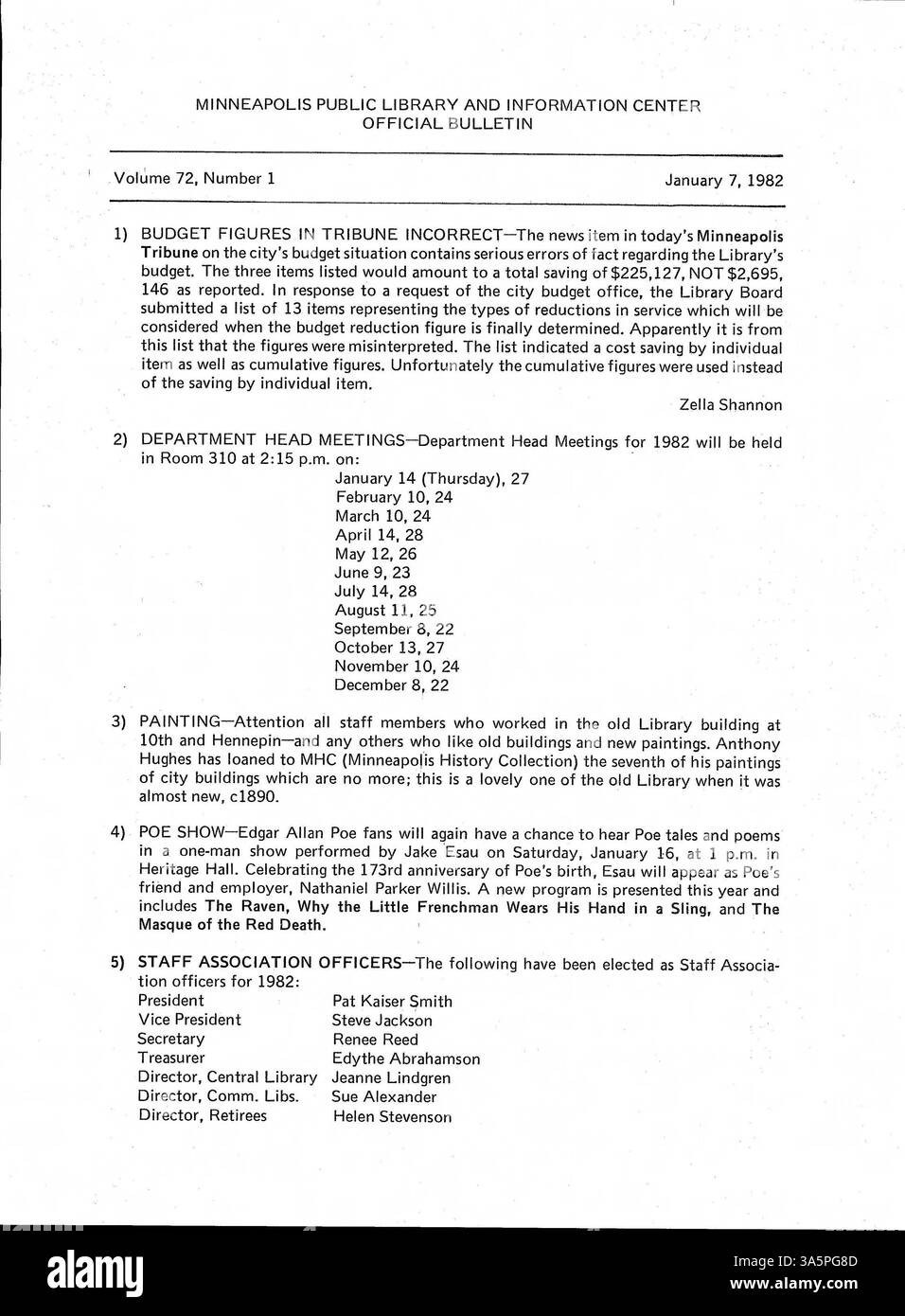 The 1982 weekly bulletin for employees of the minneapolis public hi-res ...