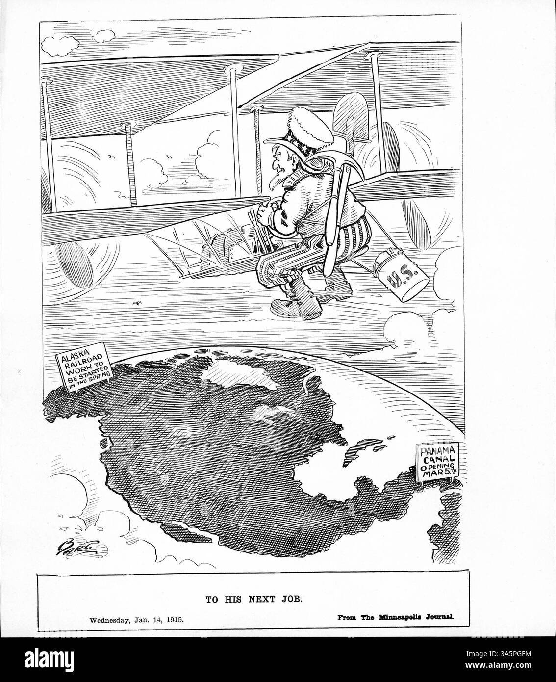 This image captures Uncle Sam flying from the Panama Canal to Alaska ...