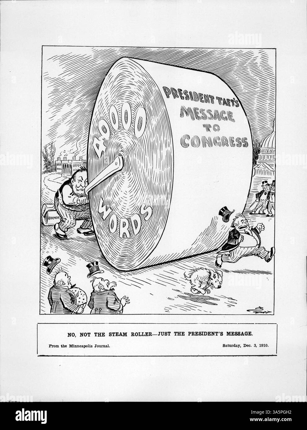 This political cartoon depicts President Taft pushing a giant ...