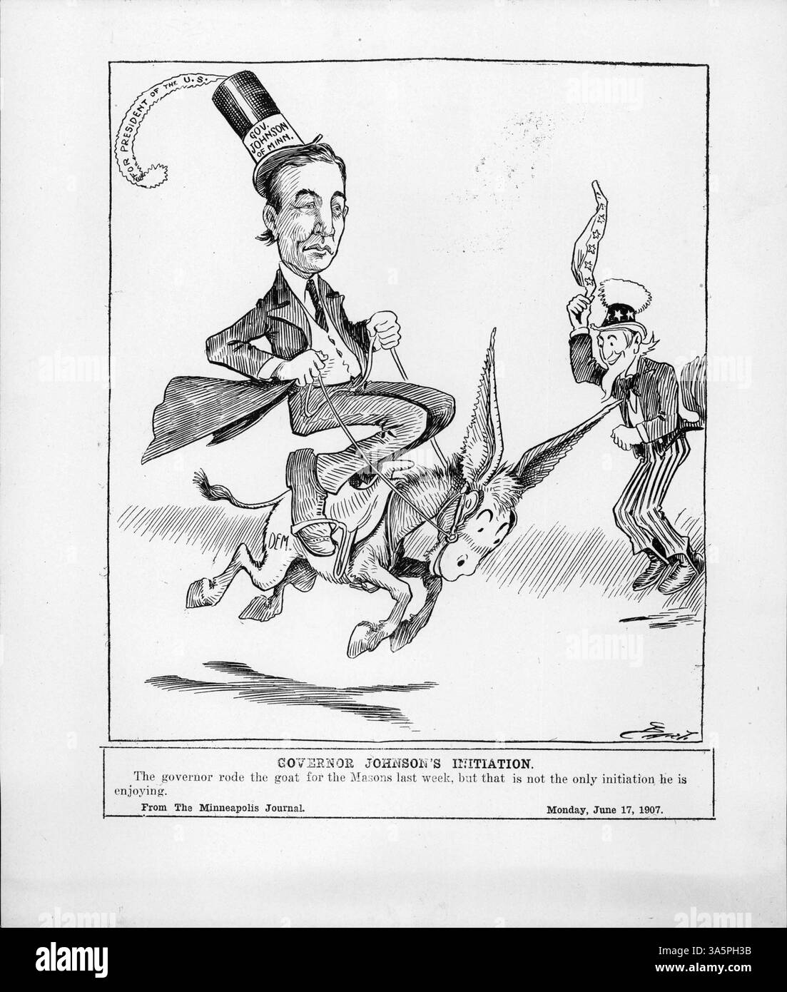 Political cartoon depicting governor johnson of minnesota riding hi-res ...