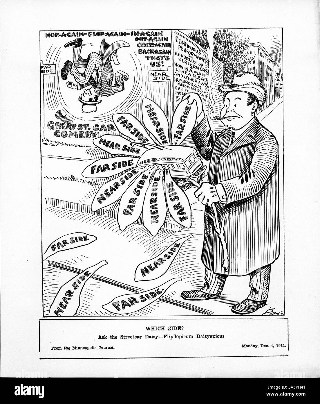 This image features a man holding a daisy with the petals labeled 'near ...