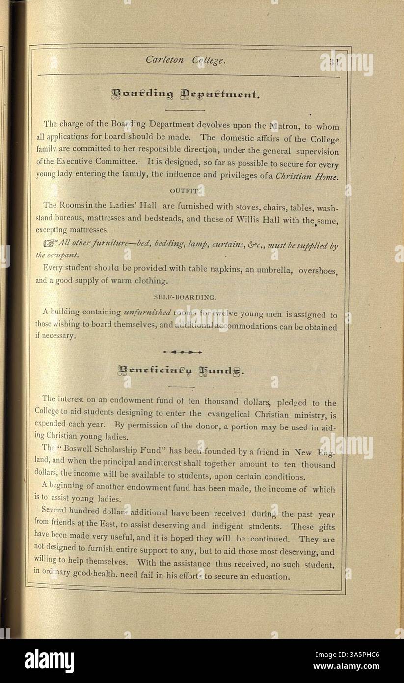 The 1876-1877 Carleton College catalog includes a detailed record of courses, departments ...