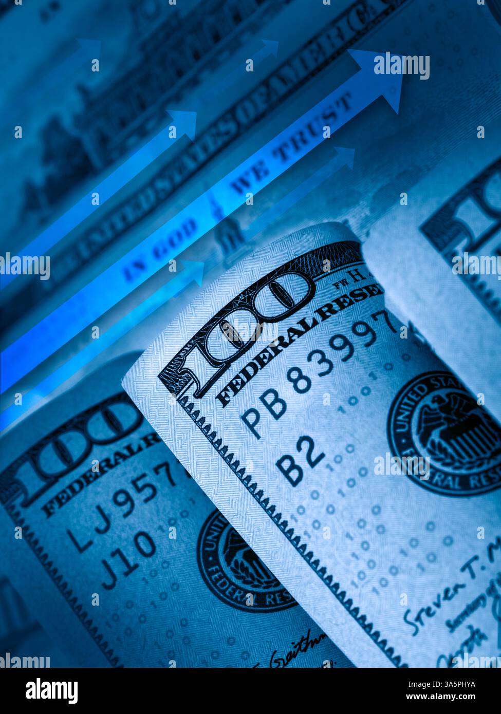 Close-up 100 numbers on dollars bill banknote. Money cash, financial ...