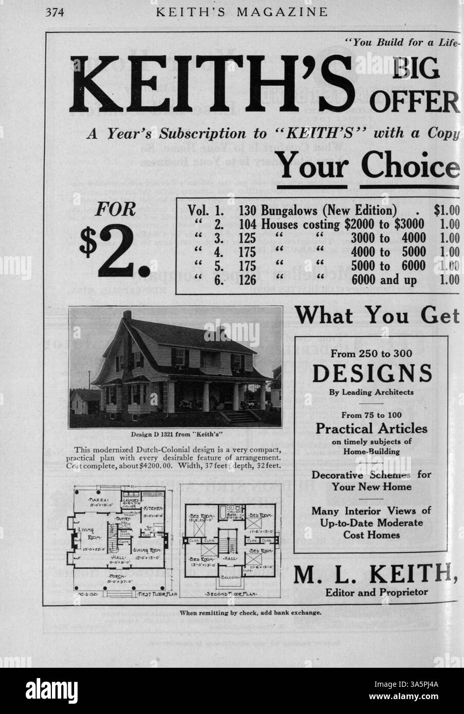 Keith's Magazine, edited by Max L. Keith, features house designs, floor ...