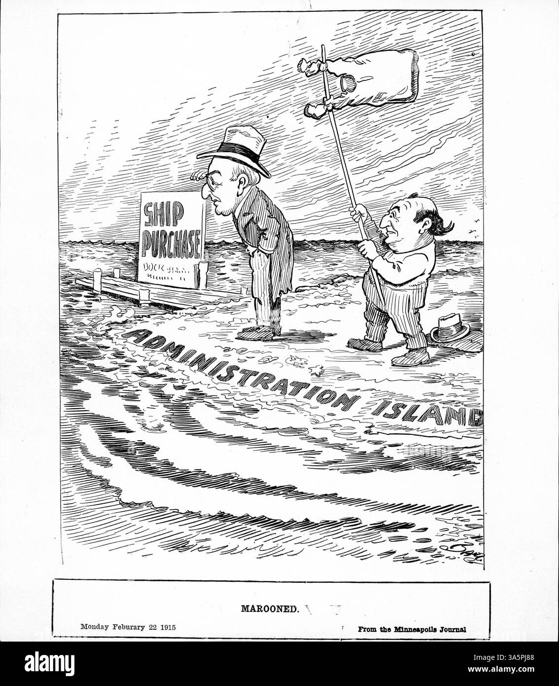 The image titled 'Marooned' depicts President Wilson and William ...