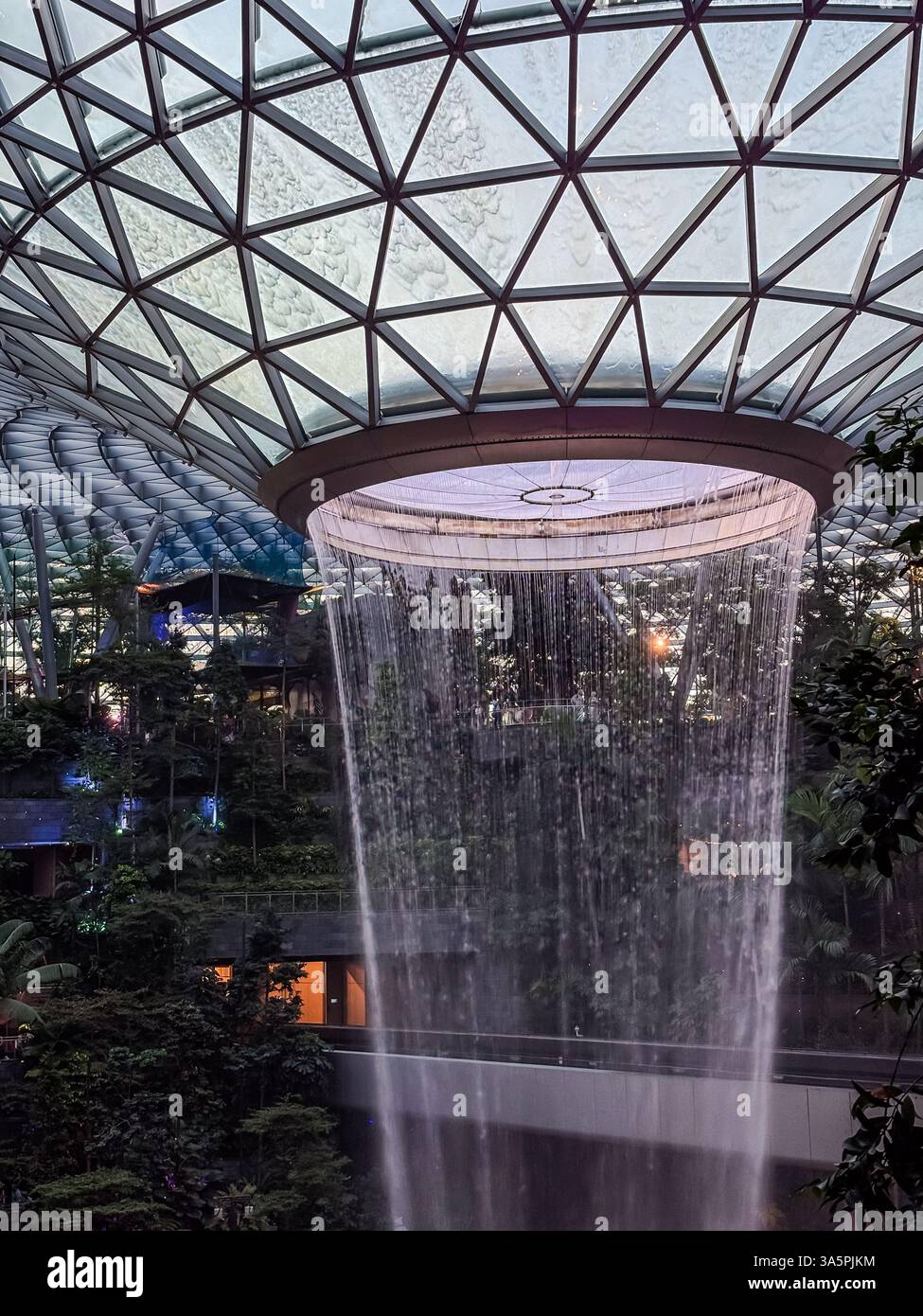 The Jewel Rain Vortex at Changi International Airport in Singapore is ...