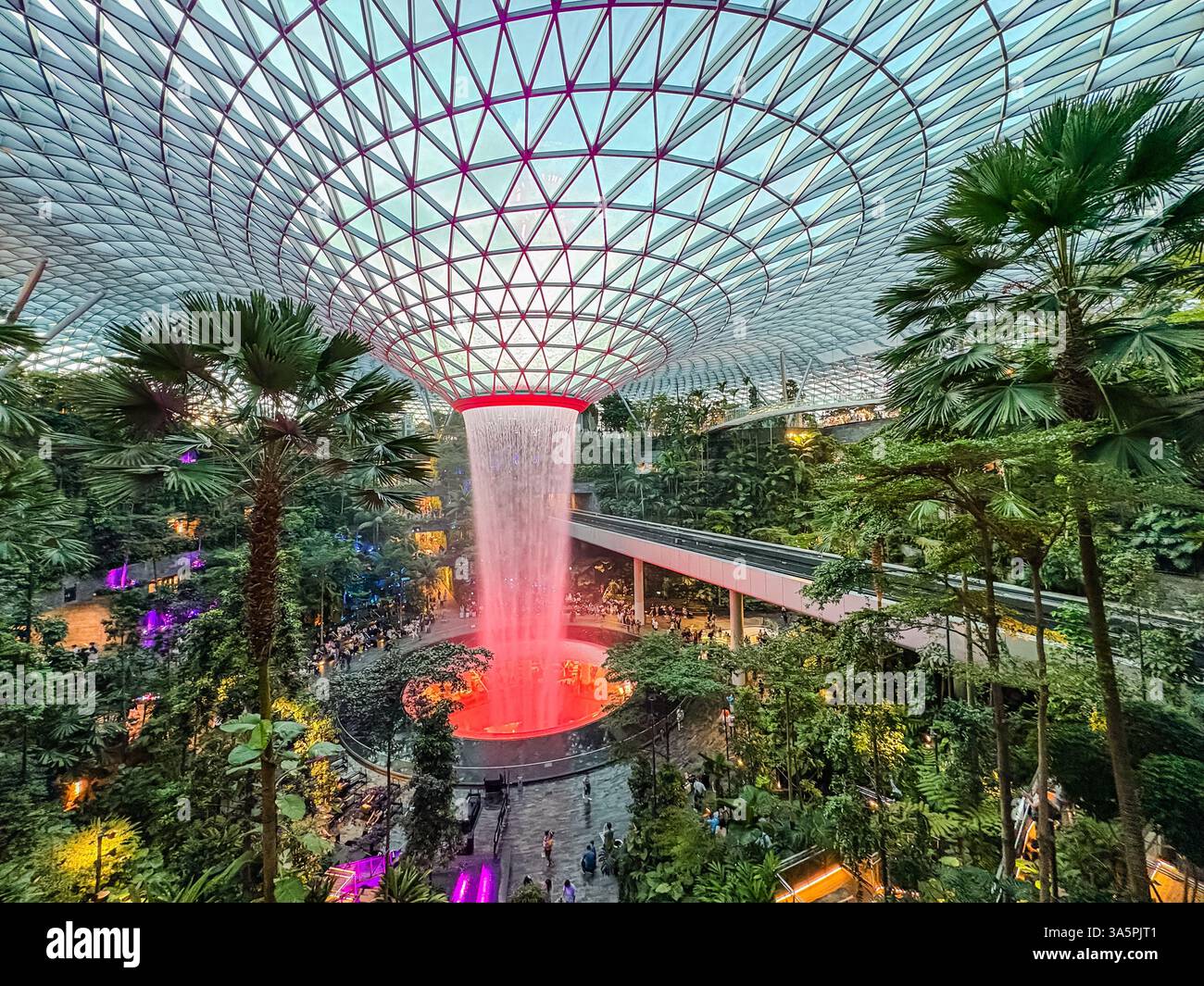 The Jewel Changi Airport in Singapore features the Rain Vortex, the world's tallest indoor ...