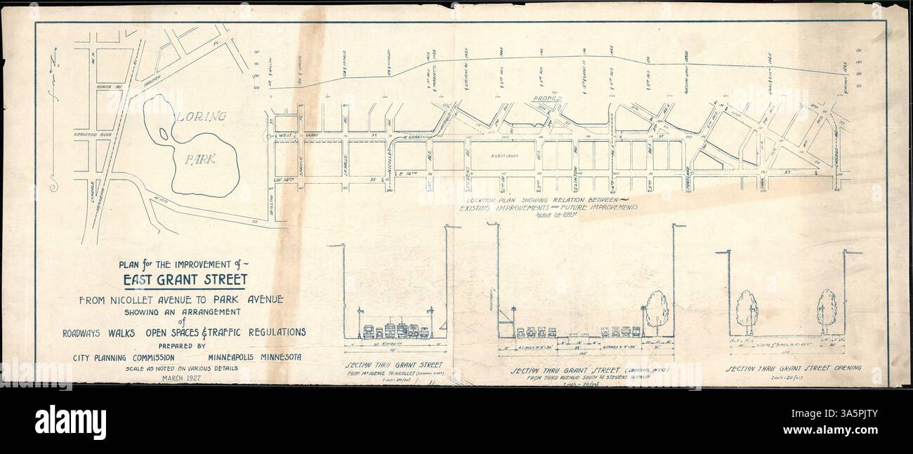 A map outlining the 1927 improvement plan for East Grant Street ...