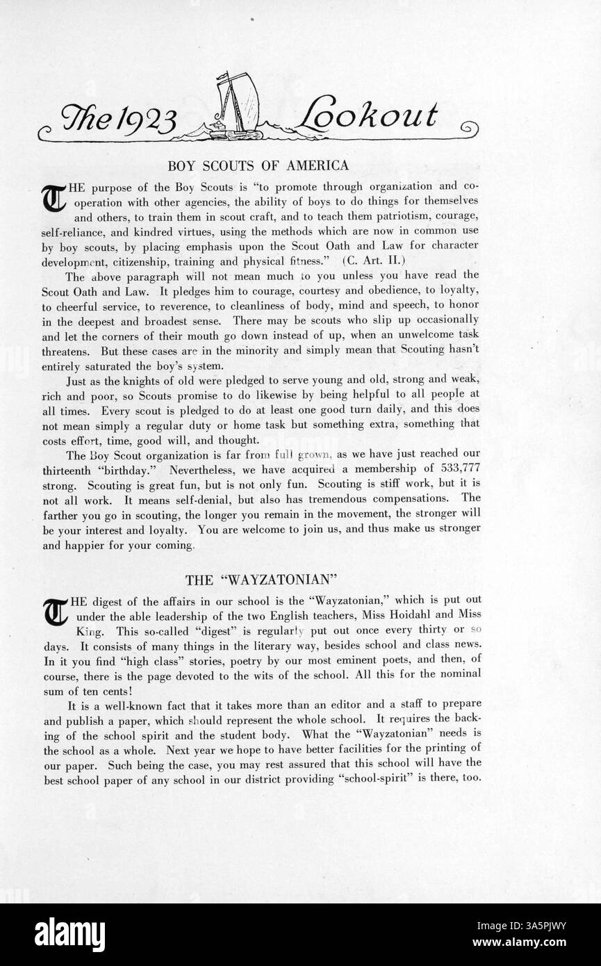 This 1923 'Lookout' yearbook from Wayzata High School highlights ...