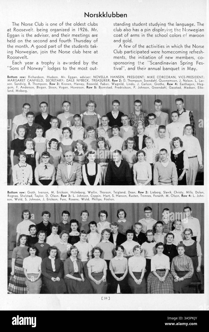 The 1957 Sagamore yearbook from Roosevelt High School records key ...
