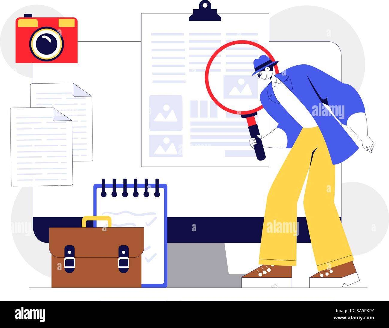 Private Investigator Illustration Featuring Detective Services with ...