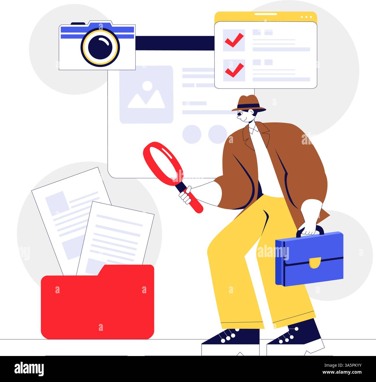 Private Investigator Illustration Featuring Detective Services with ...