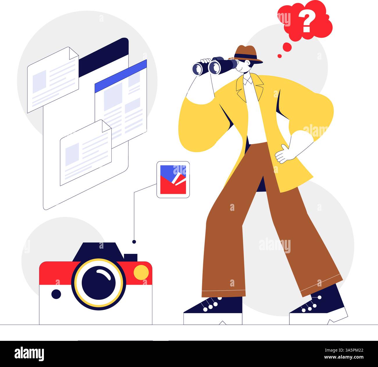 Private Investigator Illustration Featuring Detective Services with ...