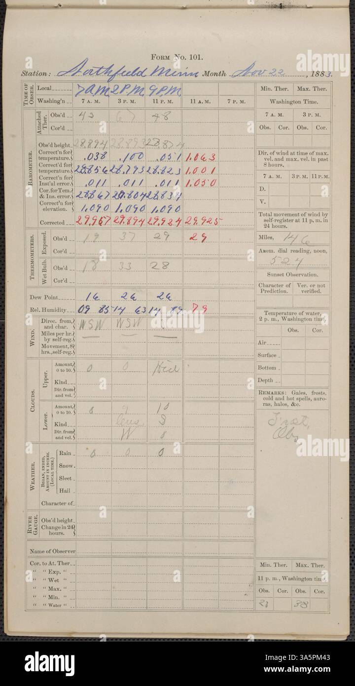The November 1883 weather diaries at Carleton College include records ...