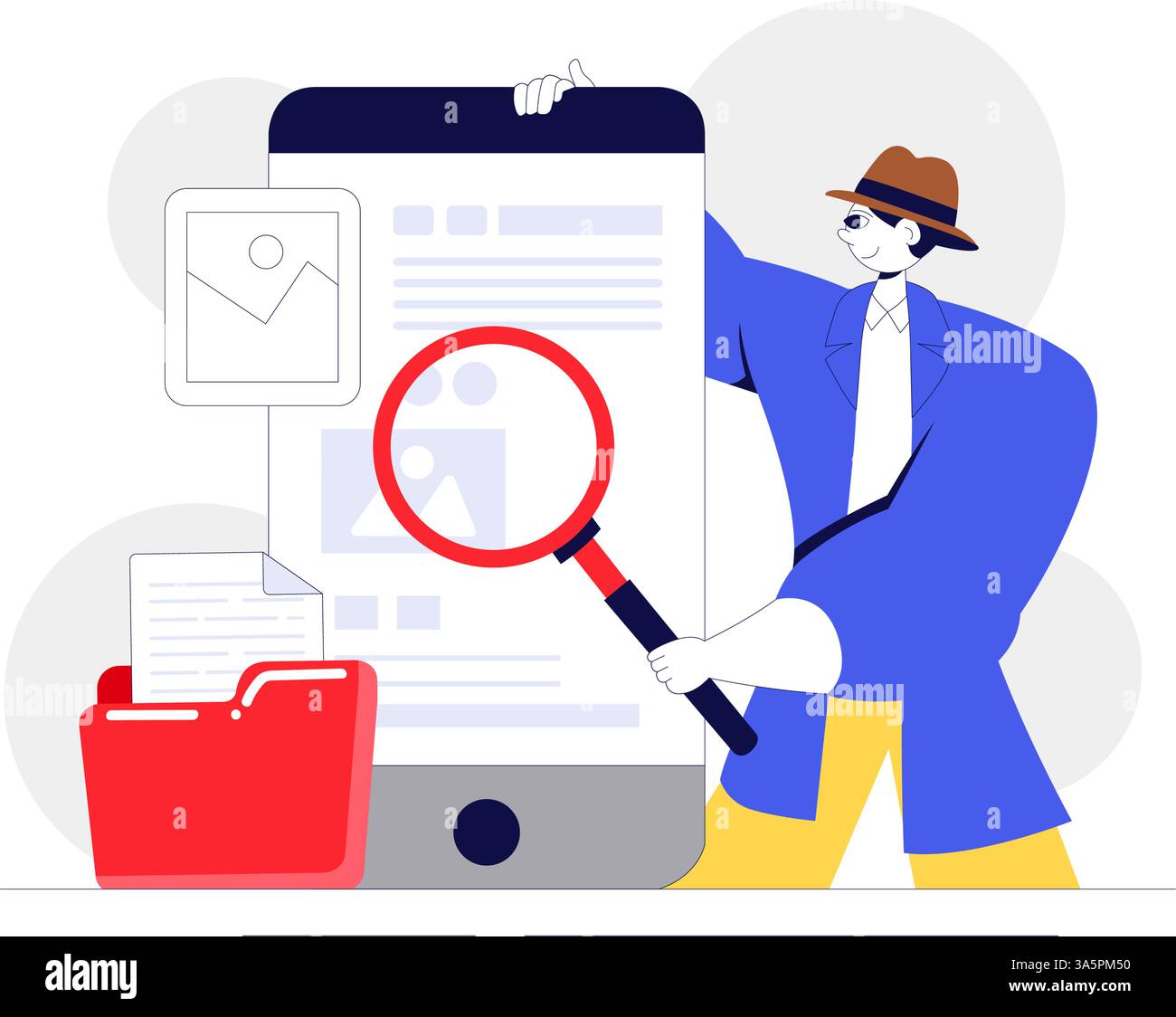 Private Investigator Illustration Featuring Detective Services with ...