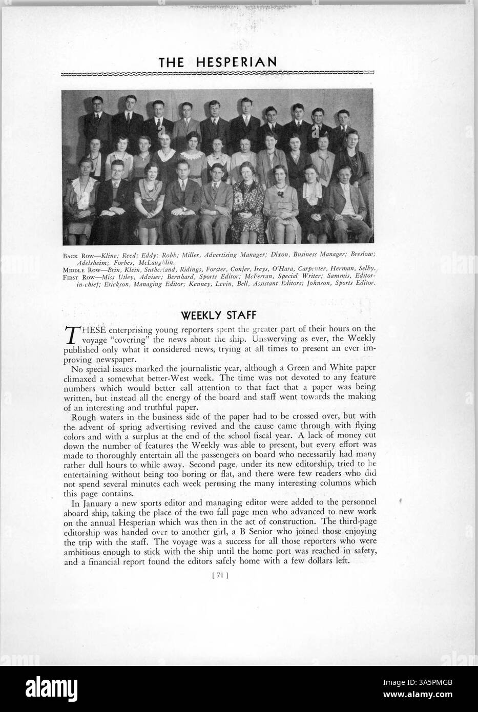 The 1931 'Hesperian' yearbook from West High School documents the contributions of students ...
