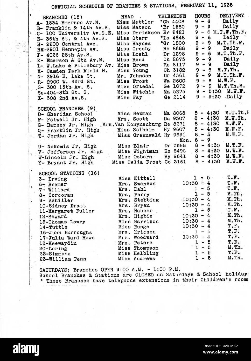 This 1935 bulletin for employees of the Minneapolis Public Library ...