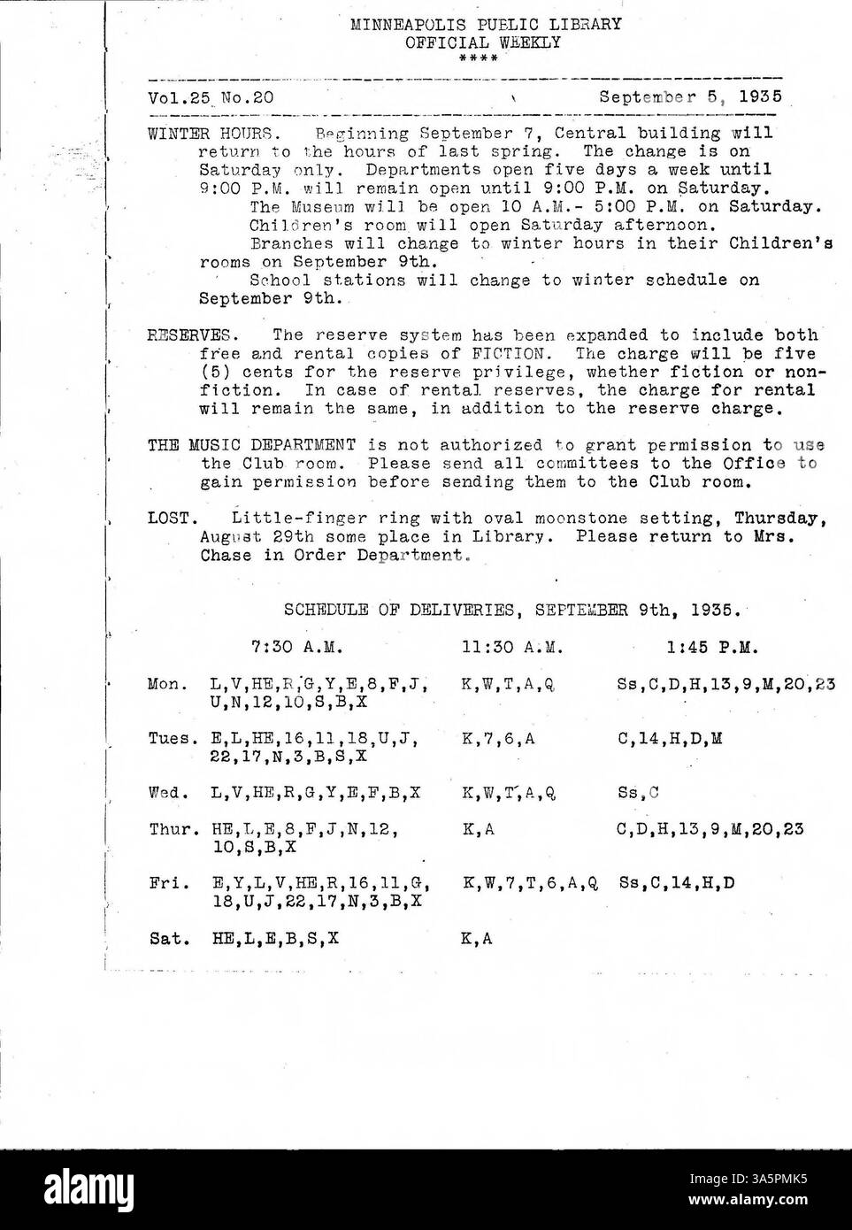The 1935 Minneapolis Public Library bulletin contains weekly updates ...
