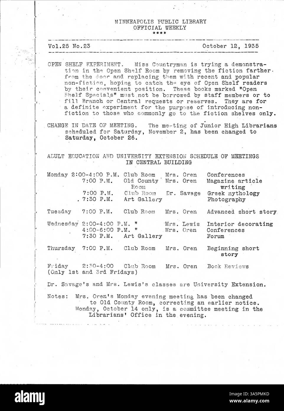 The 1935 official weekly bulletin for Minneapolis Public Library ...