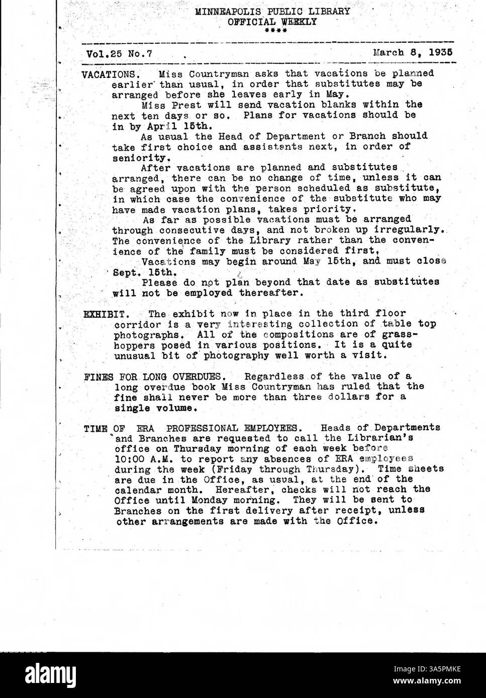 The 1935 official bulletin for Minneapolis Public Library staff covers ...