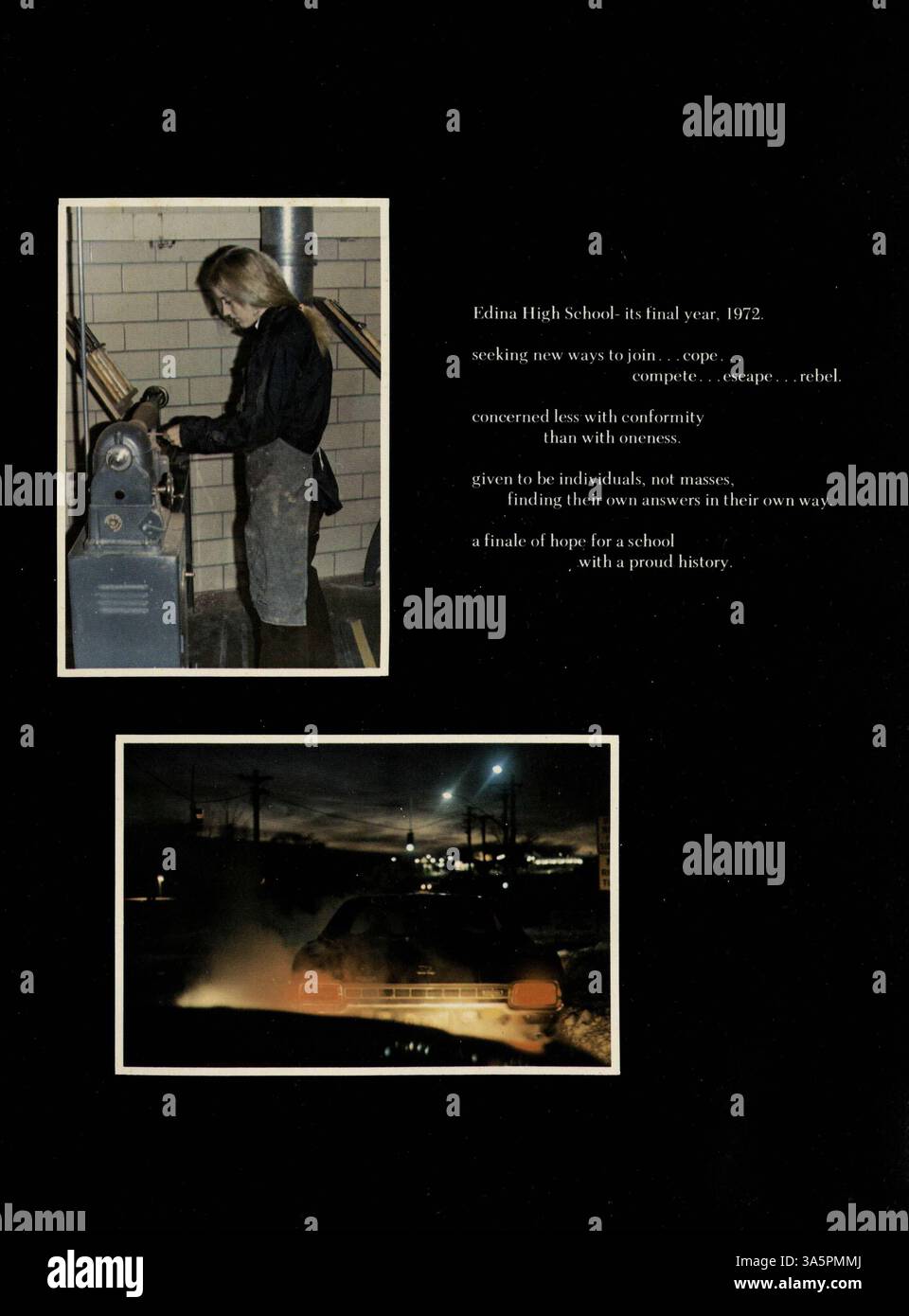 The 1972 Edina High School yearbook, Whigrean 72, highlights the ...