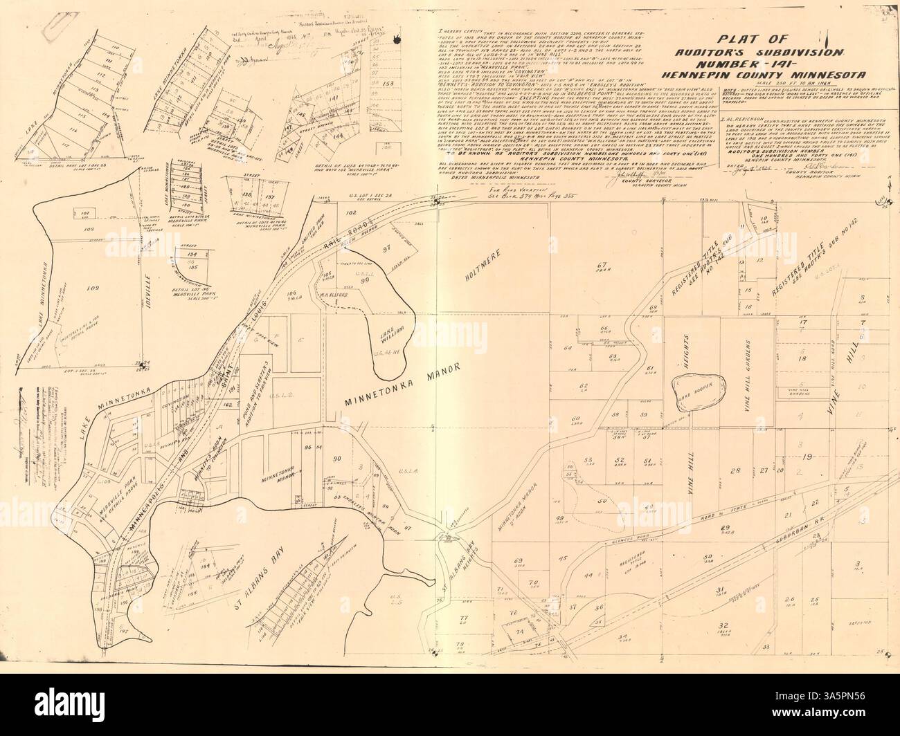 This plat map details the Auditor's Subdivision Number 141, showing the ...