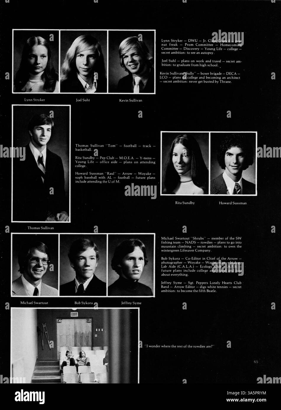 Covering key events from the 1973 1974 school year hi-res stock ...