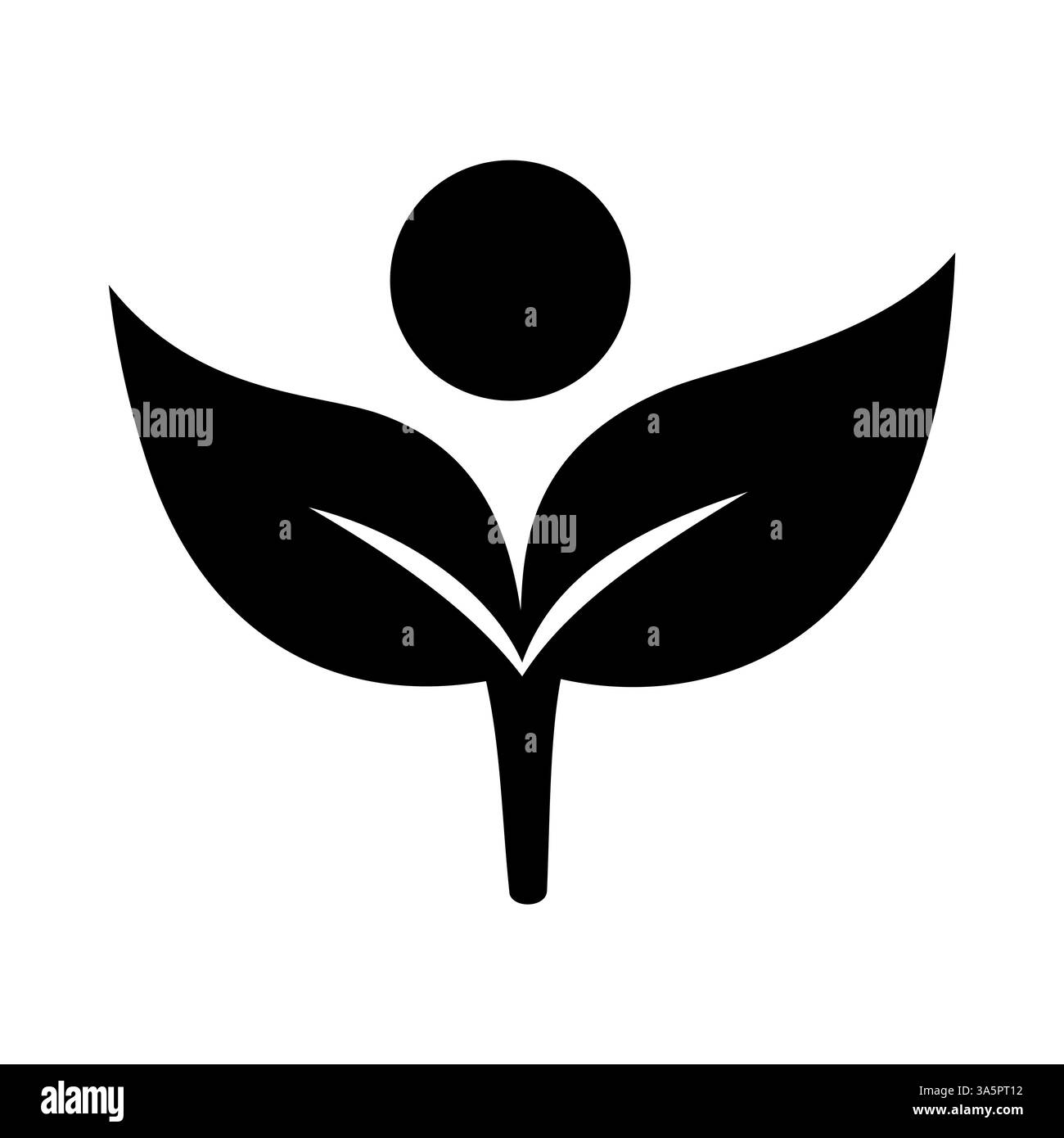 Silhouette of sprout with leaves. Illustration in flat style. Vector ...