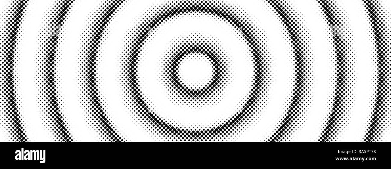 Halftone concentric circle background. Black and white dotted circular ...