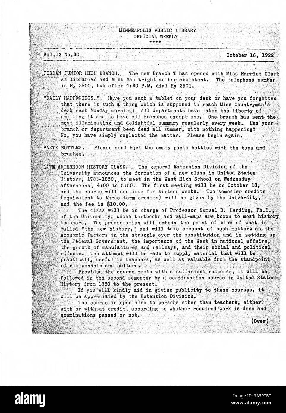 The 1922 Minneapolis Public Library Official Bulletin offers updates on ...