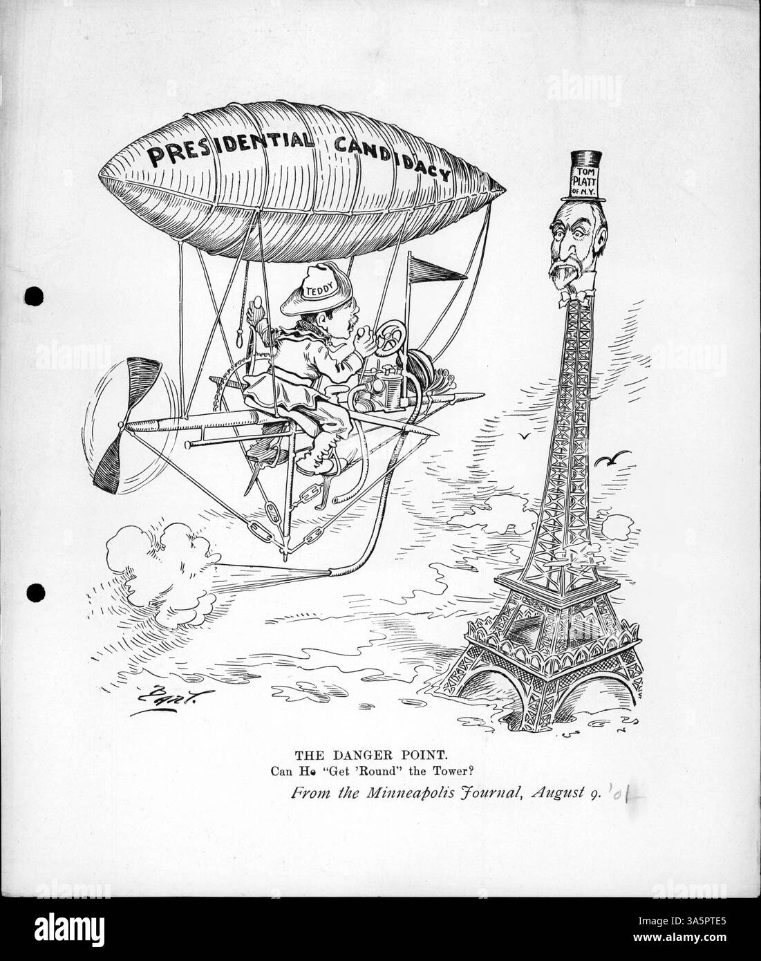 In this political cartoon, Teddy Roosevelt steers his airship ...