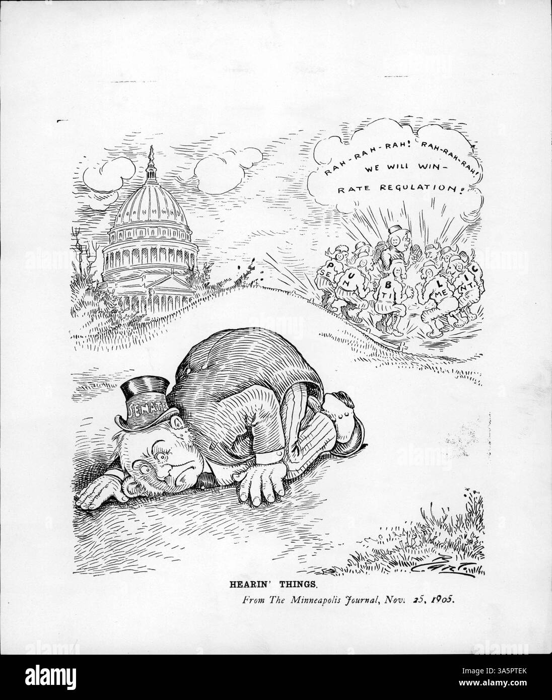 A Senate member listens attentively as the public cheers for railroad ...