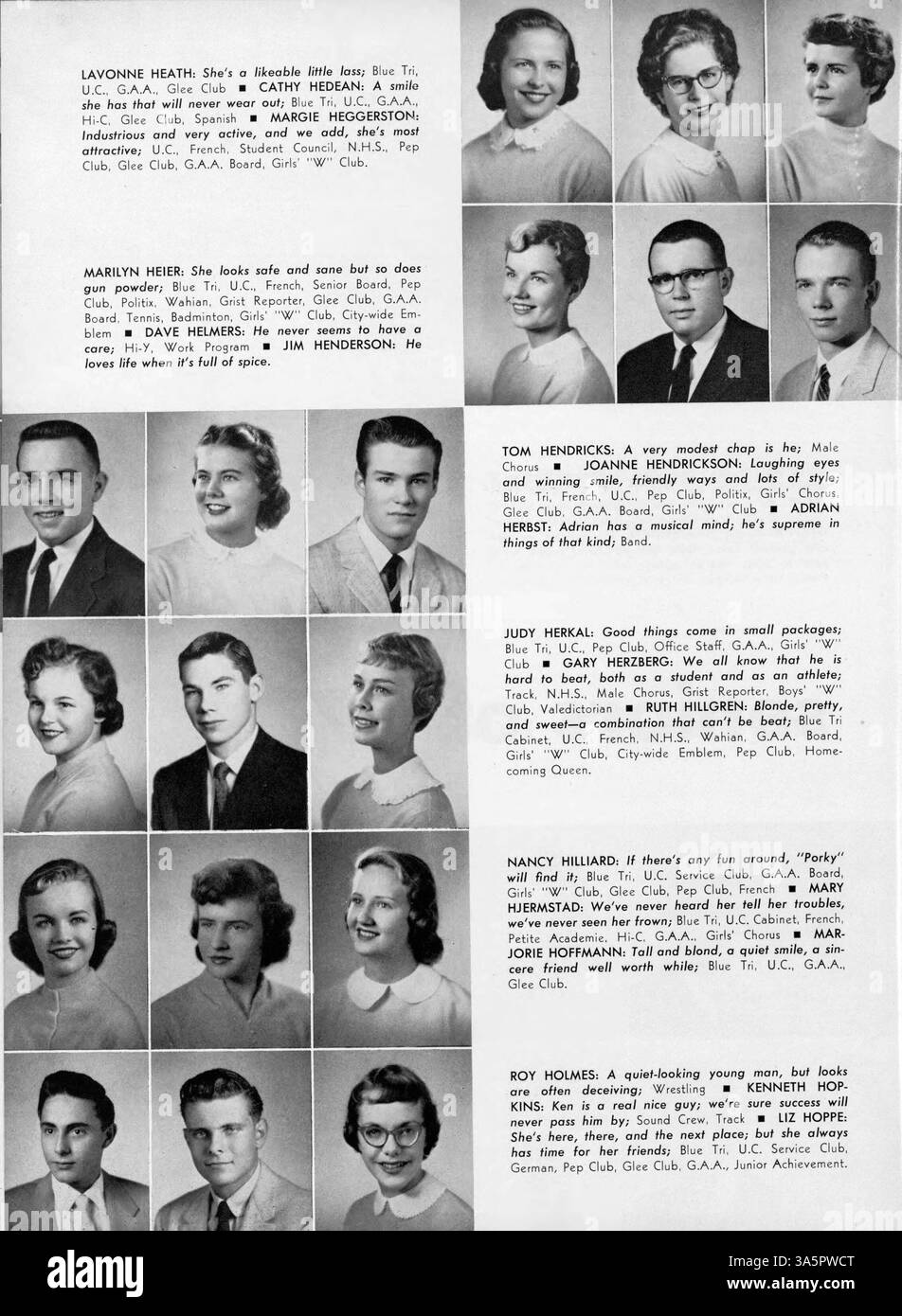 The 1957 wahian yearbook captures key school events hi-res stock ...