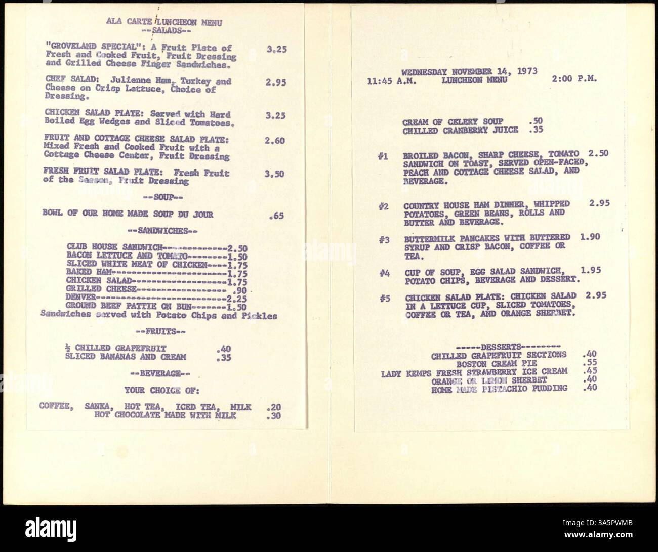 The 510 Groveland Luncheon Menu is a bi-fold menu with a mint cardstock ...
